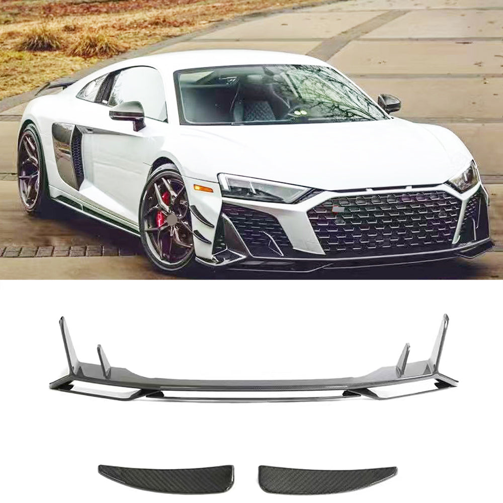 Dry carbon fiber front lip spoiler canards fins for Audi R8 4S 2017-20 ...