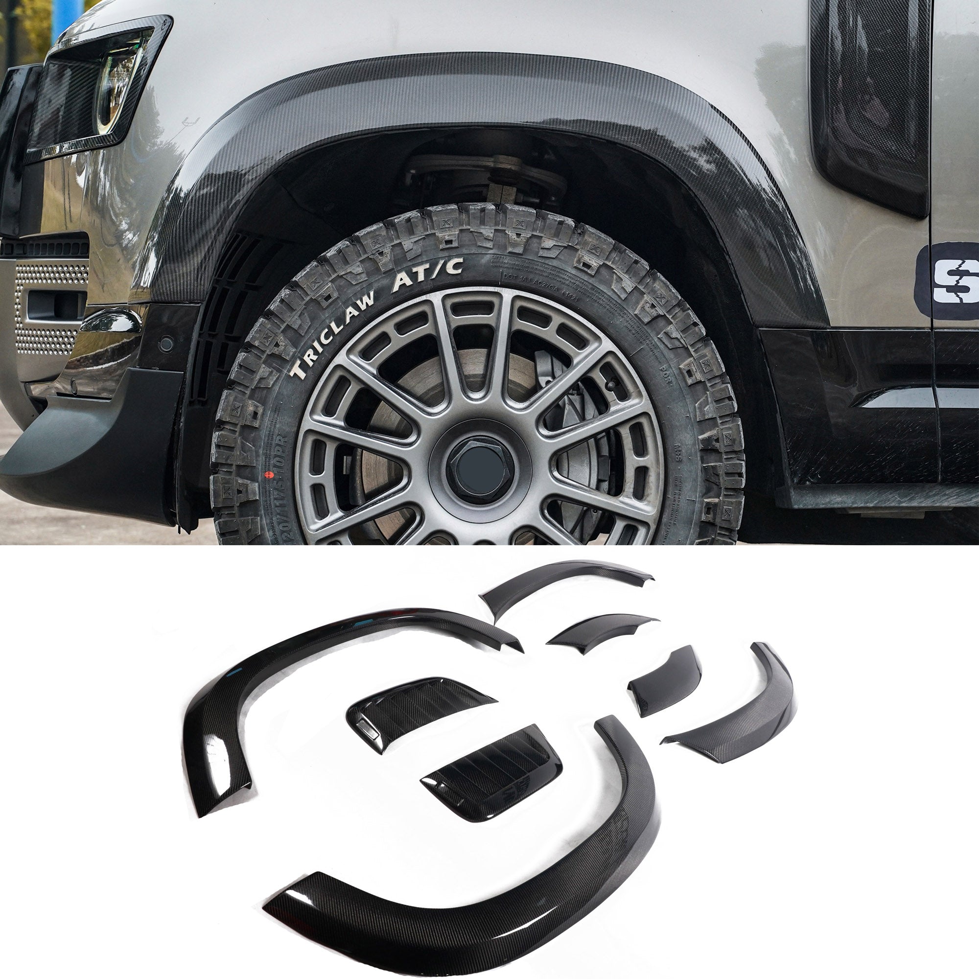 Dry carbon fiber fender flares for Land Rover Defender L663 110 2020 ...