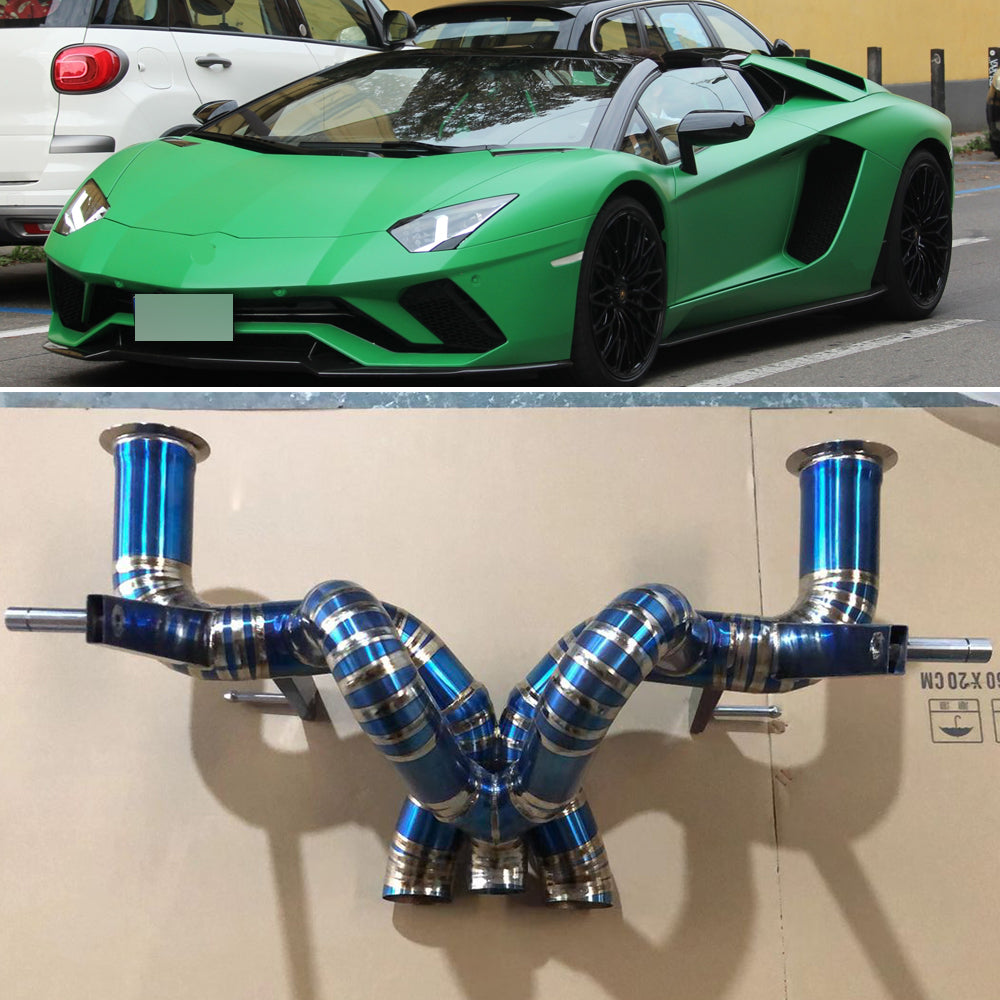 F-Tech Motors titanium X-Pipe exhaust system for Lamborghini Aventador
