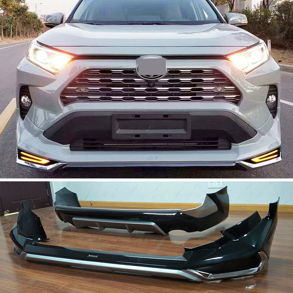 Front Lip With Belt LED Light & Rear Diffuser for new Toyota RAV4 XA50 ...